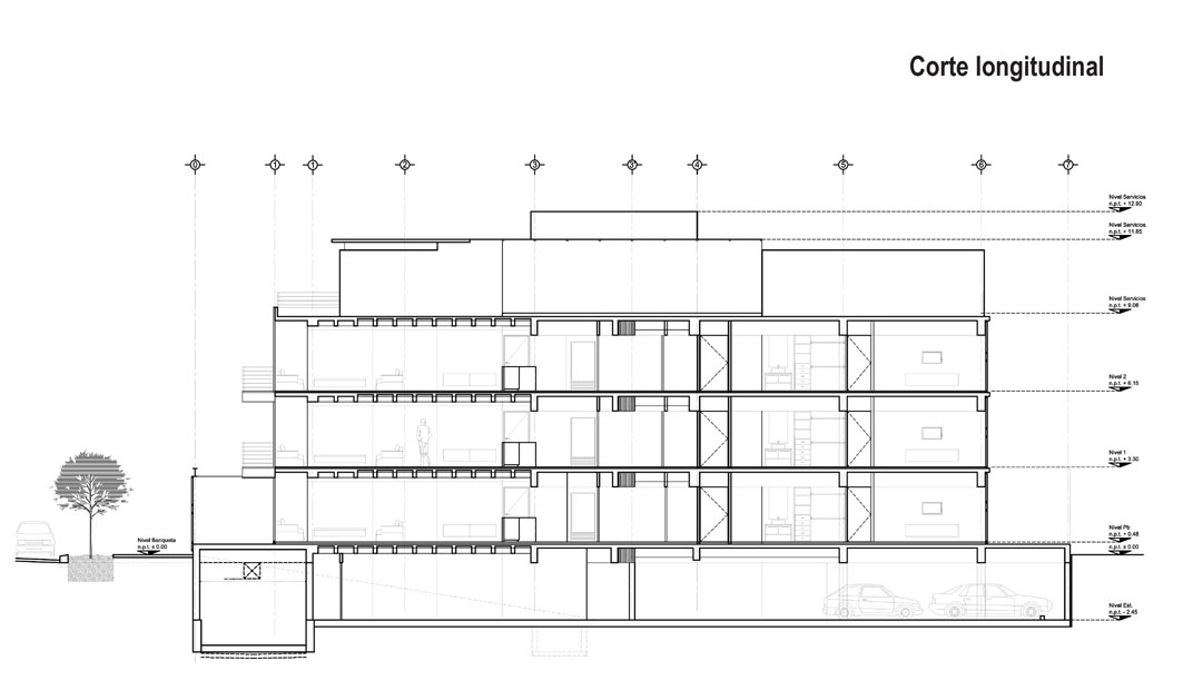 Galileo | Corte Longitudinal - Pascal Arquitectos - arquiTOUR